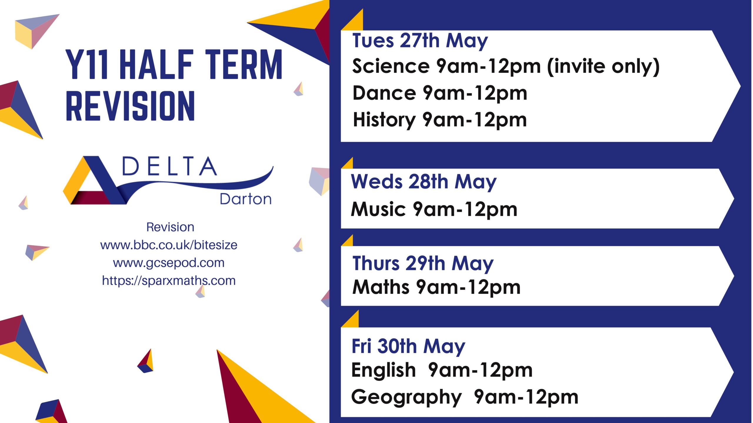 Year 11 Half Term Revision - Darton Academy